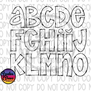 Doodle Letters PNG Alphabet SVG With Transparent Inside Bundle - Etsy
