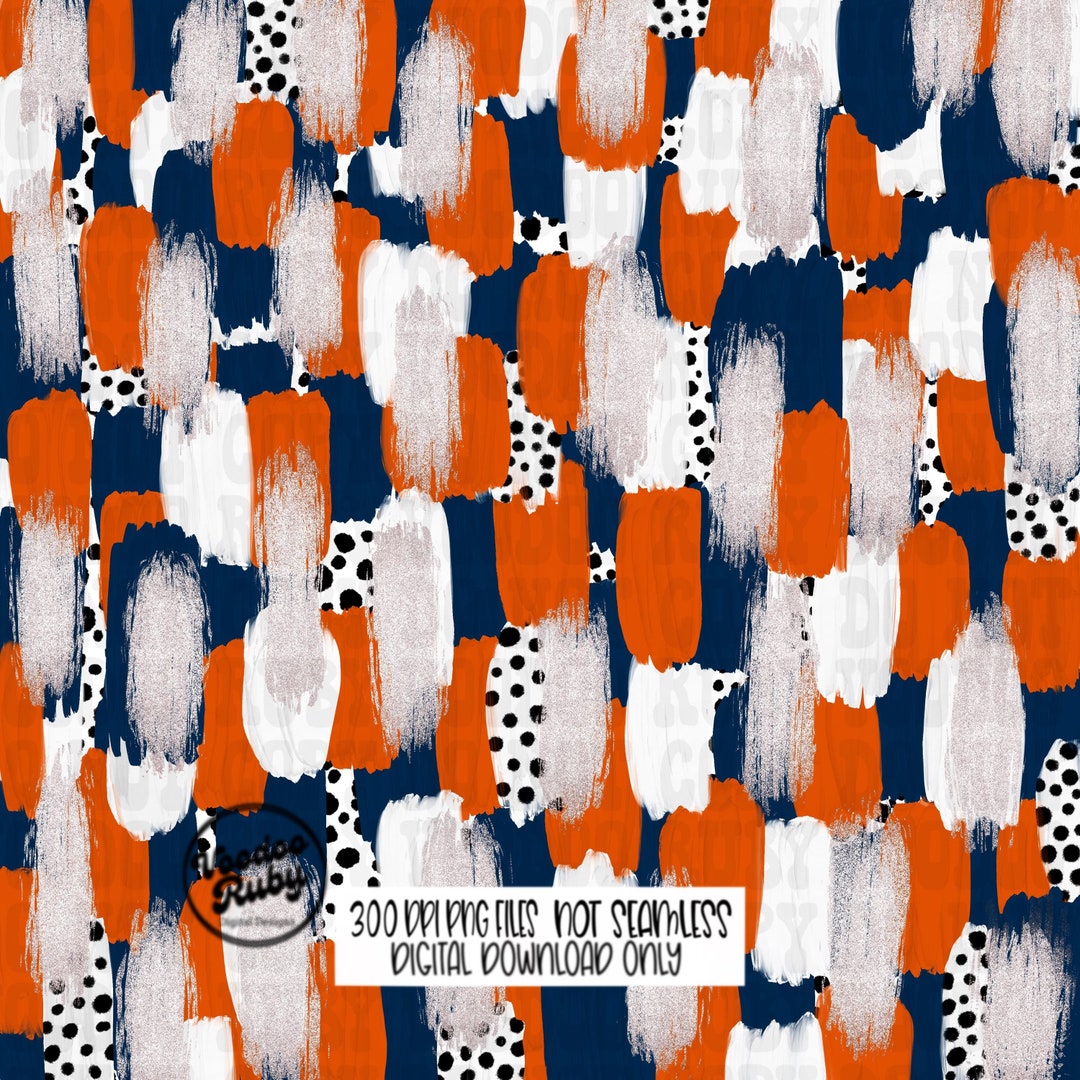 Blue & Orange Brushstroke PNG: Football Paint Digital Paper (digital ...
