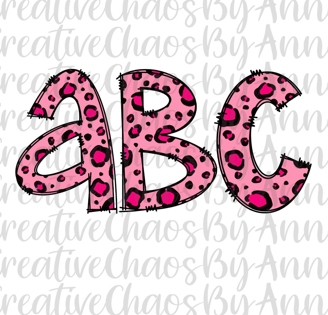 Pink Leopard Print Doodle Letters Sublimation Alphabet PNG - Etsy