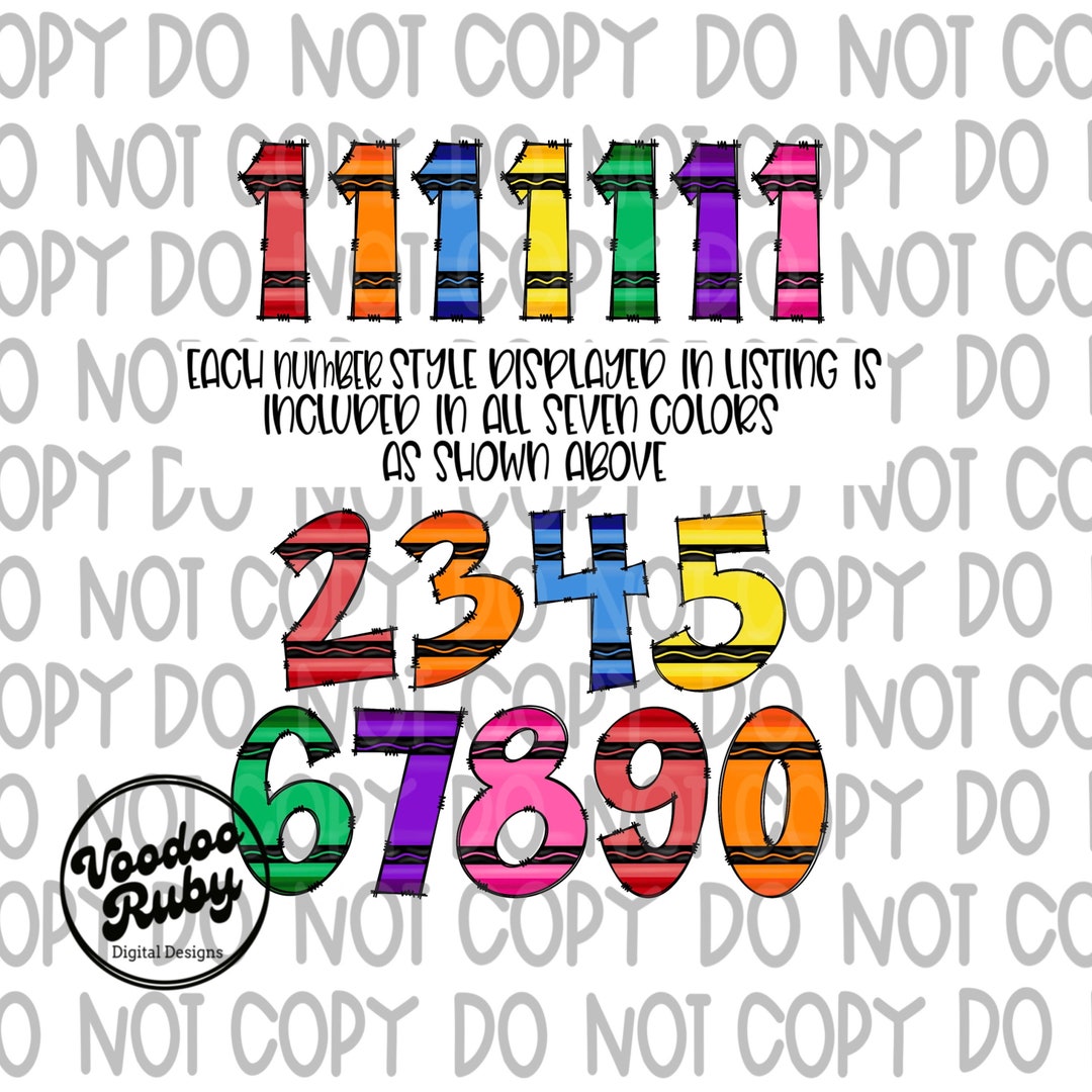 Crayon Numbers PNG Bundle: Hand Drawn Doodle Clip Art (digital Download ...