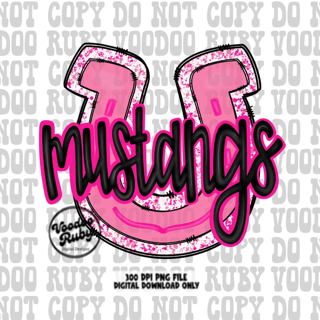 Pink Mustangs PNG Design: Hand-drawn Sports Clip Art (digital Download ...