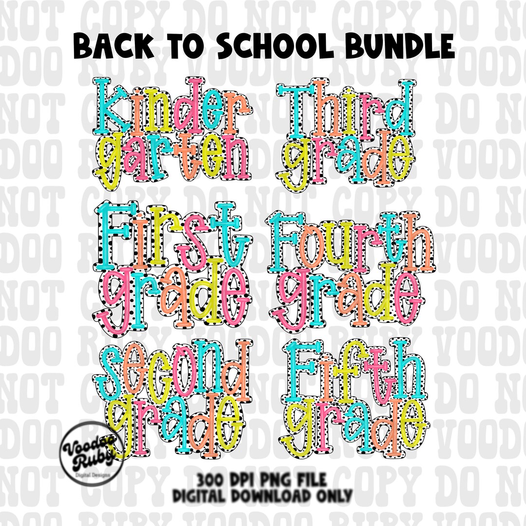 Back to School PNG Design Grades Bundle Teacher Gift Png Hand Drawn ...