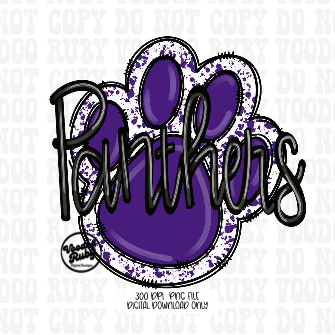 Panthers Paw Print PNG: Hand Drawn Football Design (digital Download ...