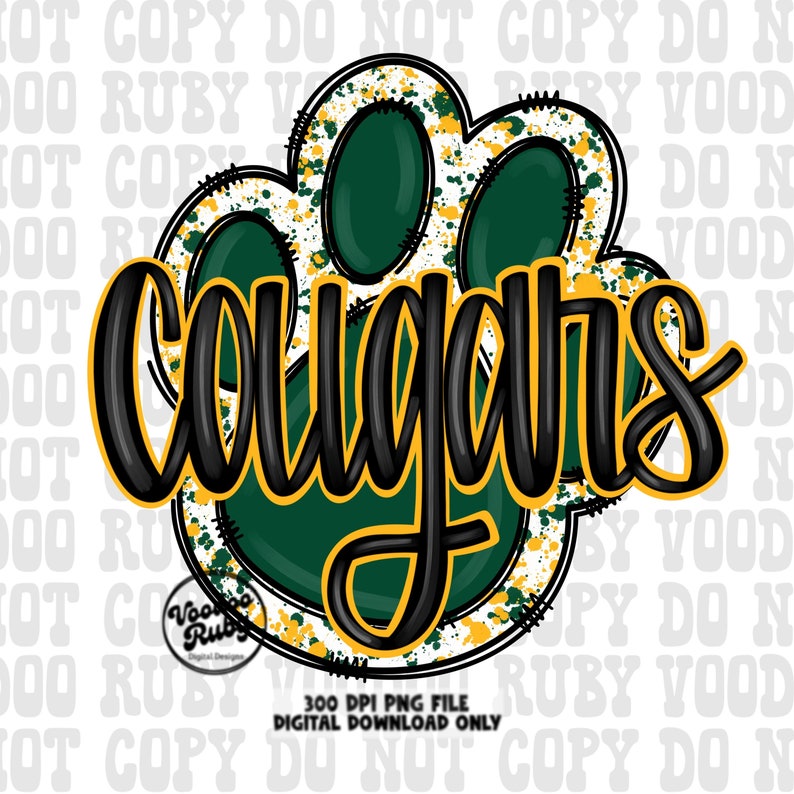 Cougars Mascot PNG: Hand Drawn Paw Print (digital Download) - Etsy Canada