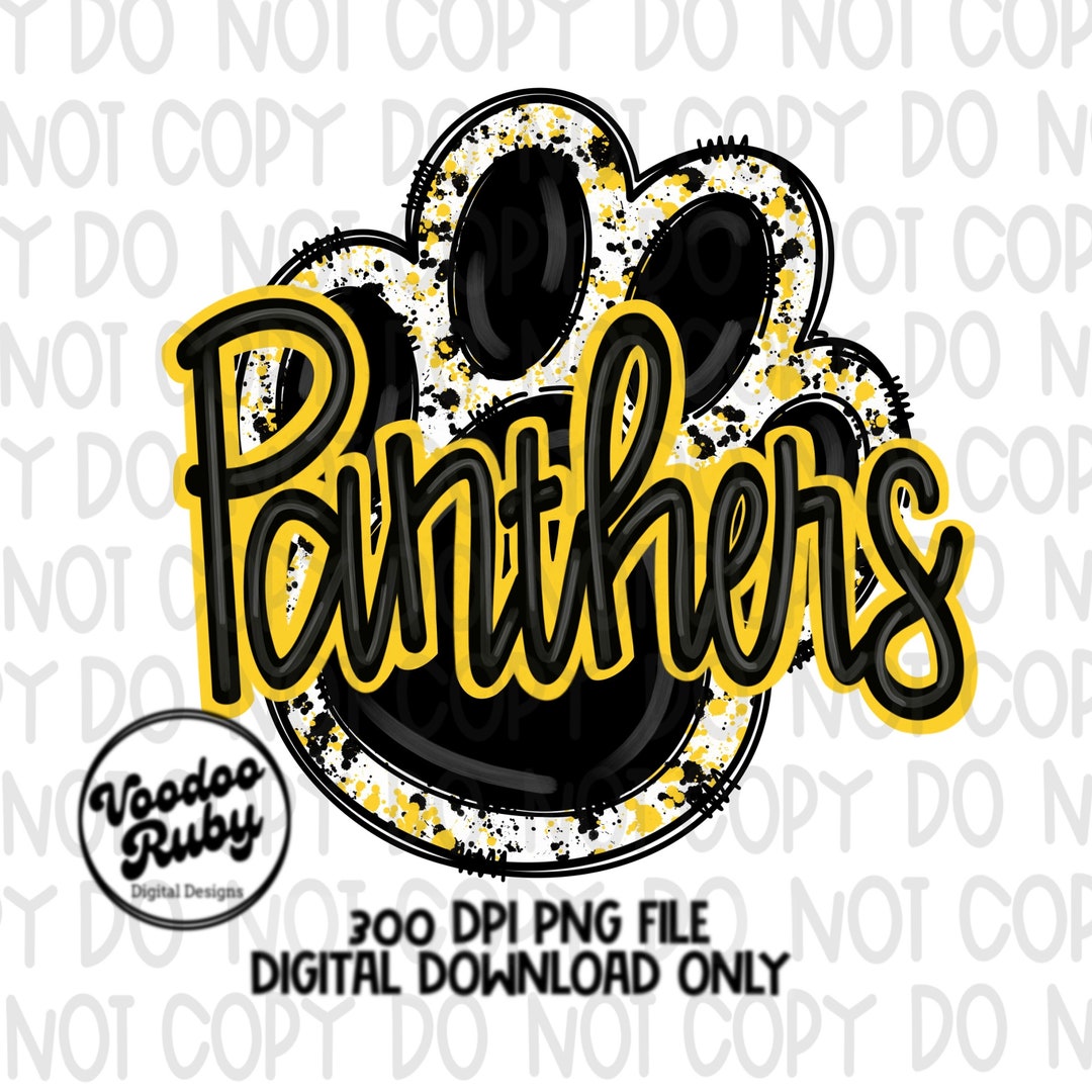 Panthers PNG Design Hand Drawn Digital Download Football PNG Paw Print ...