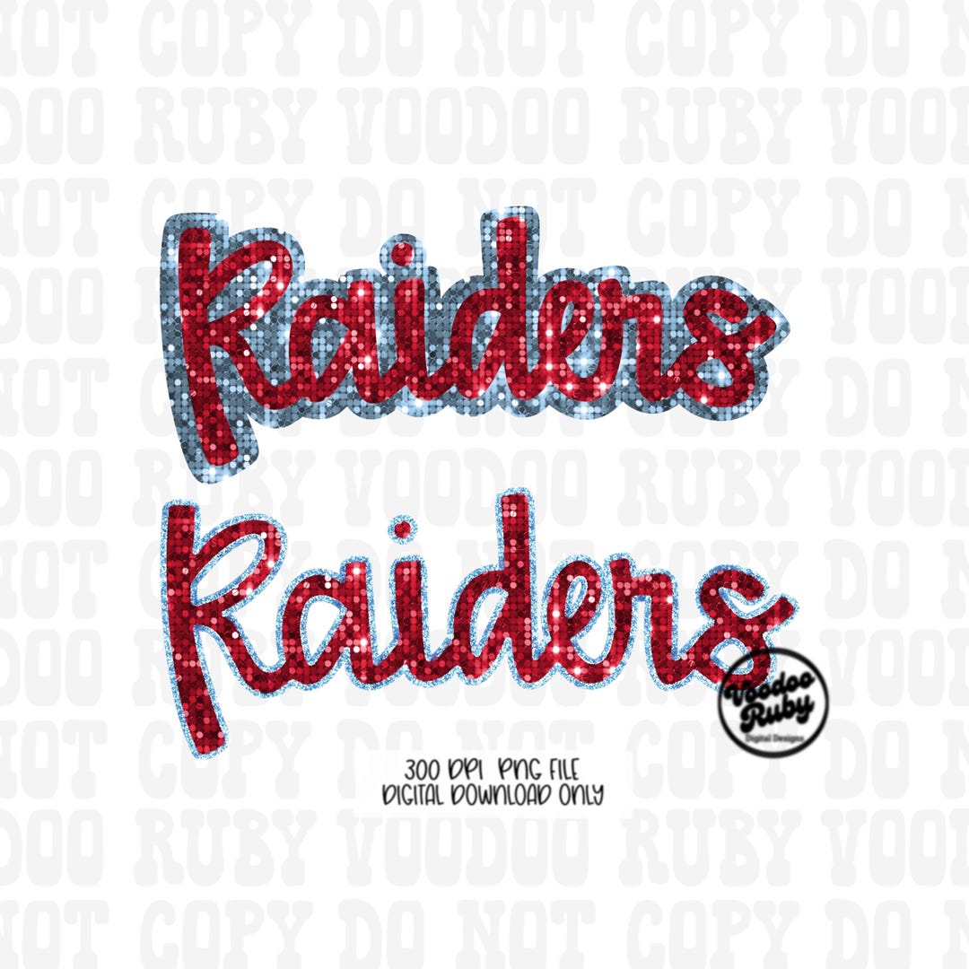 Raiders Mascot PNG Design, Sublimation Hand Drawn Digital Download, Faux Sequins Glitter Patch ...