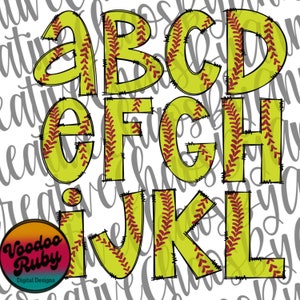 Softball Doodle Letters PNG Alphabet Bundle PNG Hand Drawn Alphabet ...