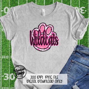 Pink Wildcats Paw PNG: Football Mascot Sublimation (digital Download ...