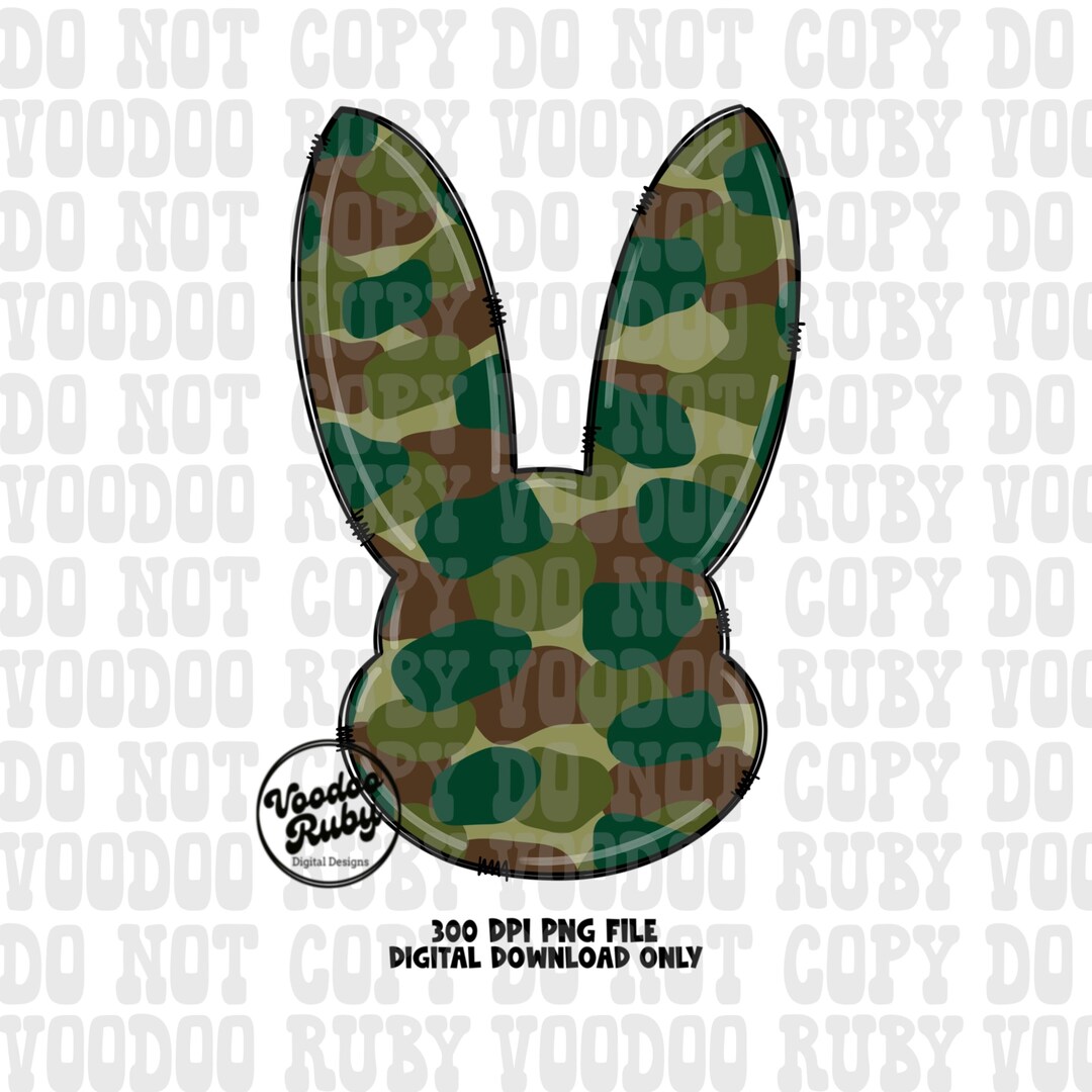 Easter Camo Bunny PNG Design, Hand Drawn Rabbit Digital Download ...