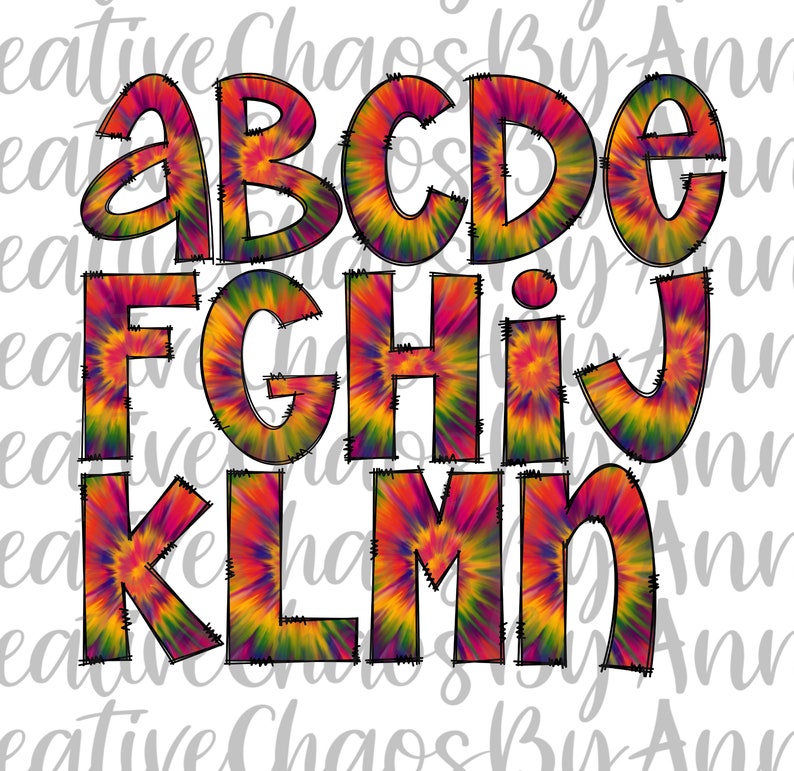 Tie Dye Sublimation Alphabet Tie Dye PNG Doodle Letters - Etsy