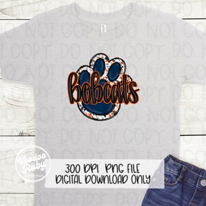 Bobcats PNG Design Blue Orange Bobcats Hand Drawn Digital Download ...