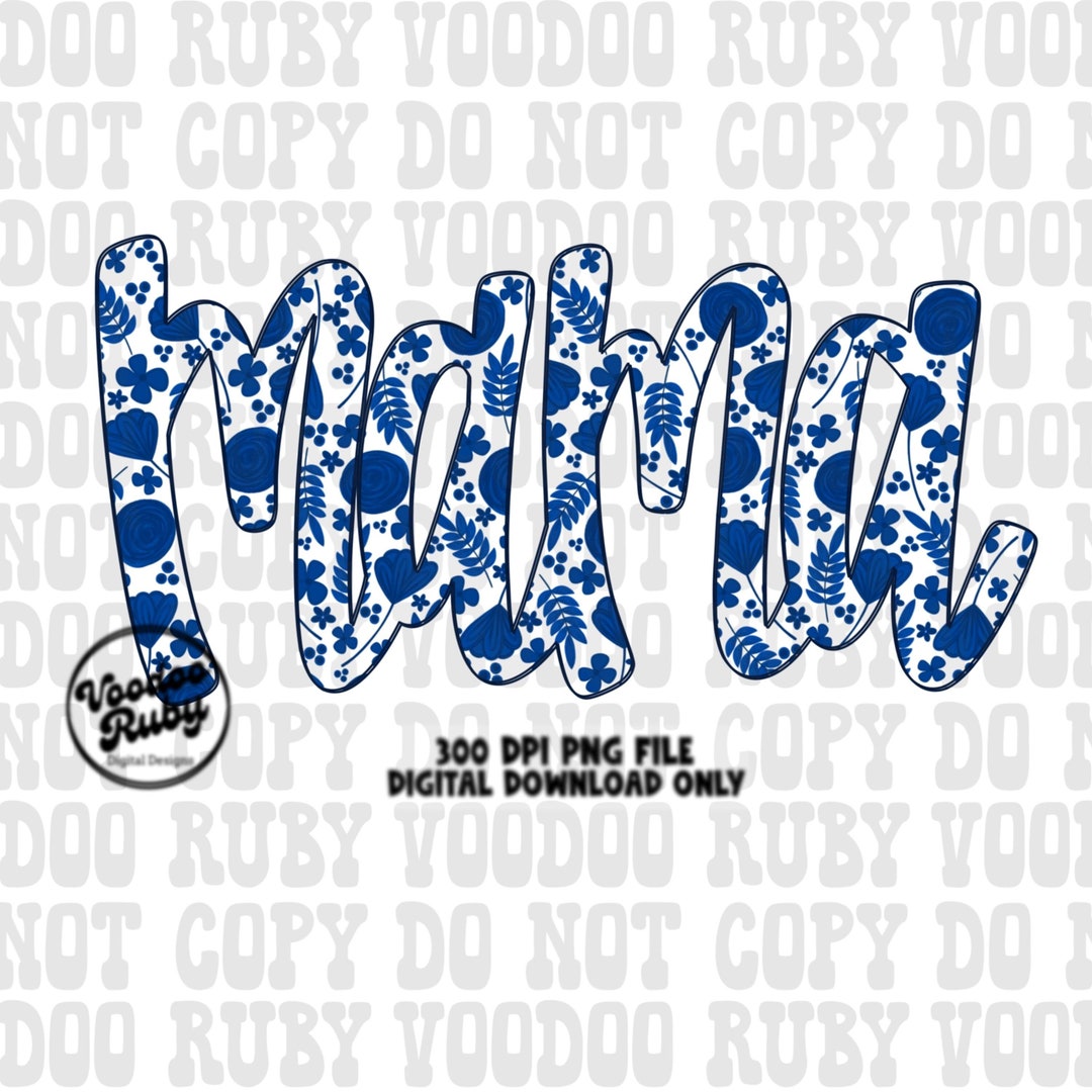 Blue Floral Mama PNG: Hand Drawn Flower Design (digital Download) - Etsy