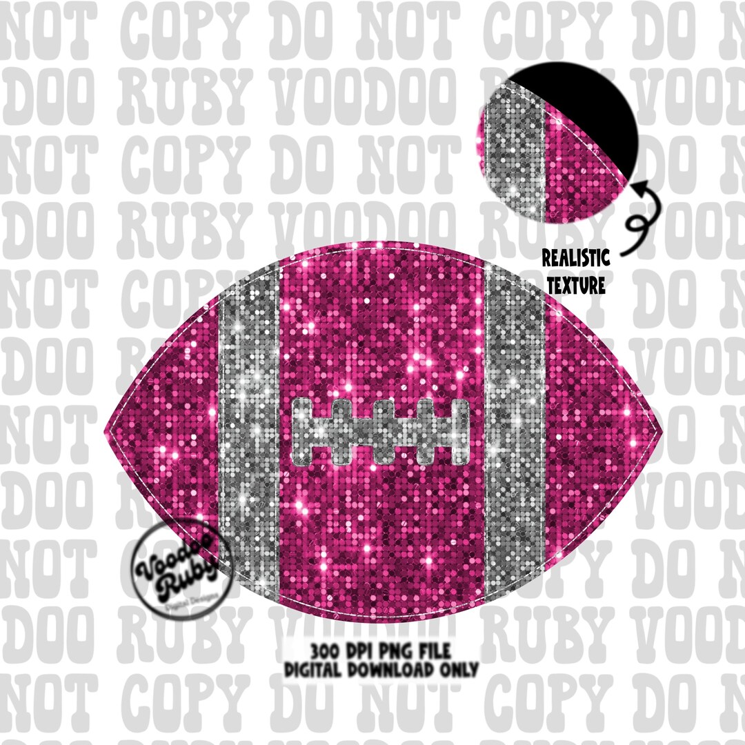 Pink Glitter Football PNG Design, Hand Drawn Sublimation Digital ...