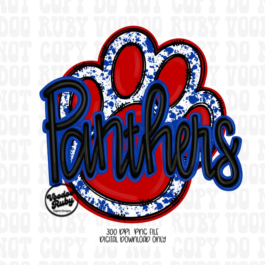 Panthers Mascot Png Blue And Red Paw Print Digital Download Etsy