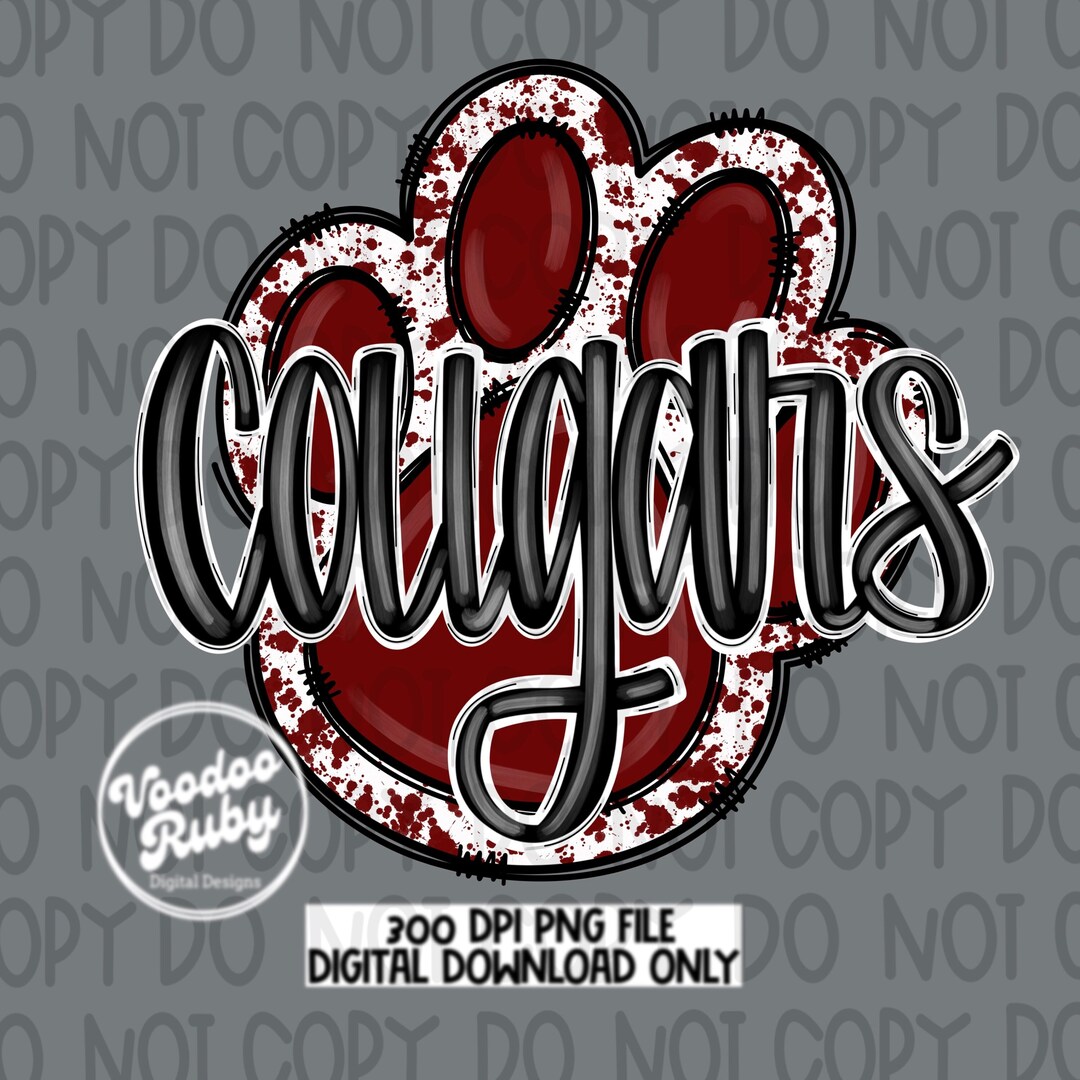 Cougars Paw Print PNG: Maroon & White Mascot (digital Download) - Etsy
