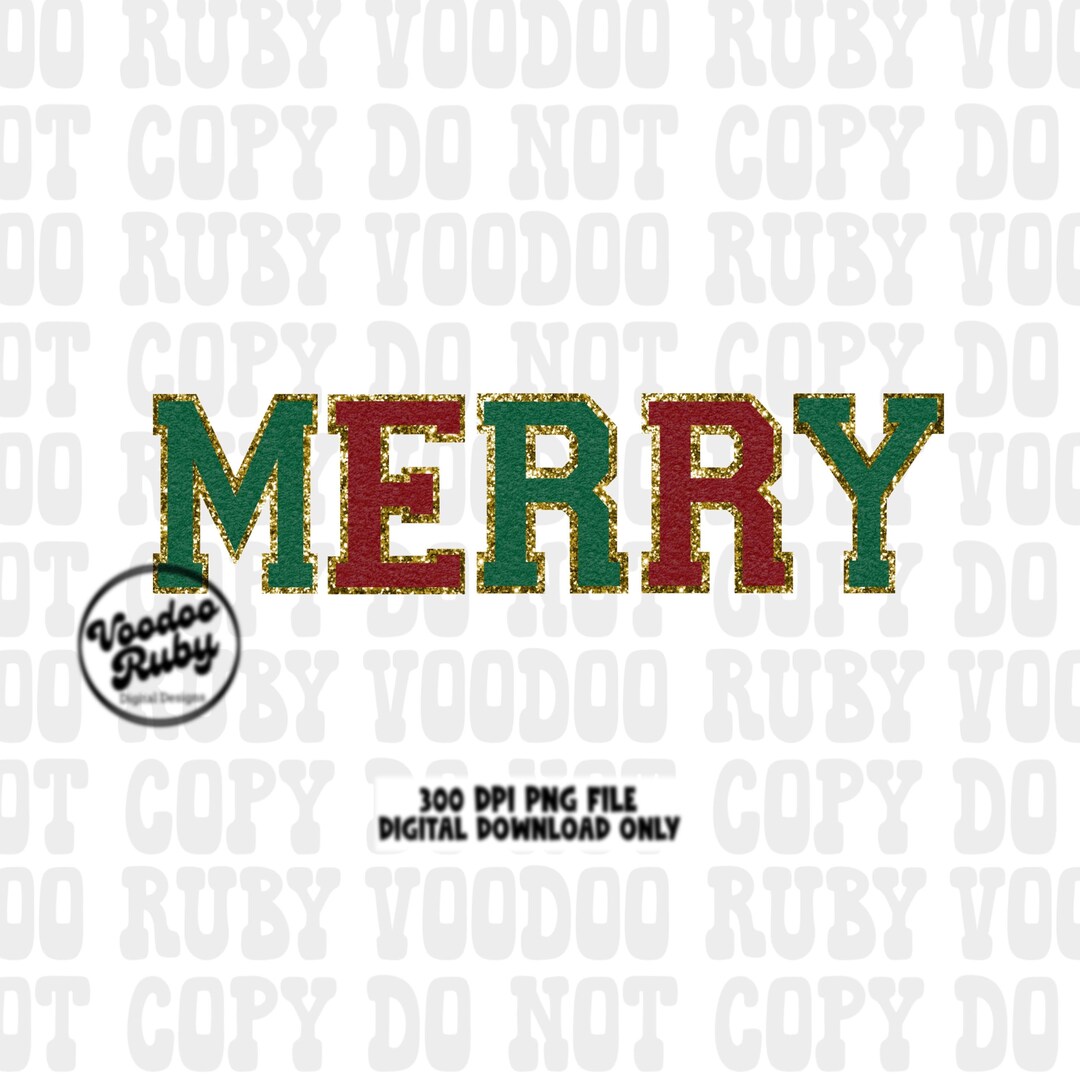 Merry PNG Design Chenille Letter Patches Sublimation Digital Downlod ...
