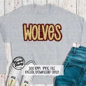 Wolves Glitter PNG Design: Football Applique (digital Download) - Etsy