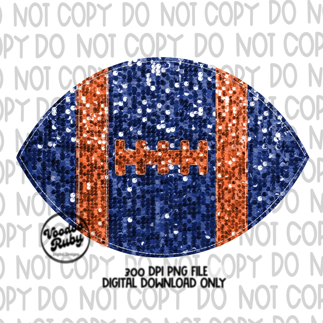 Sequin Blue Orange Football PNG Design Sublimation Glitter Hand Drawn ...