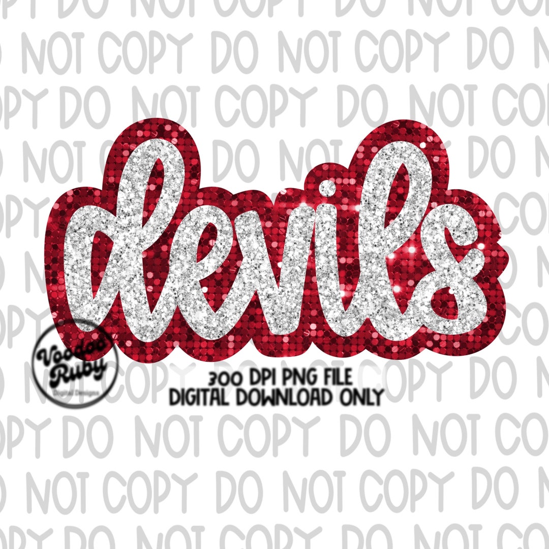 Devils PNG Design Sequins Glitter Hand Drawn Digital Download Faux ...