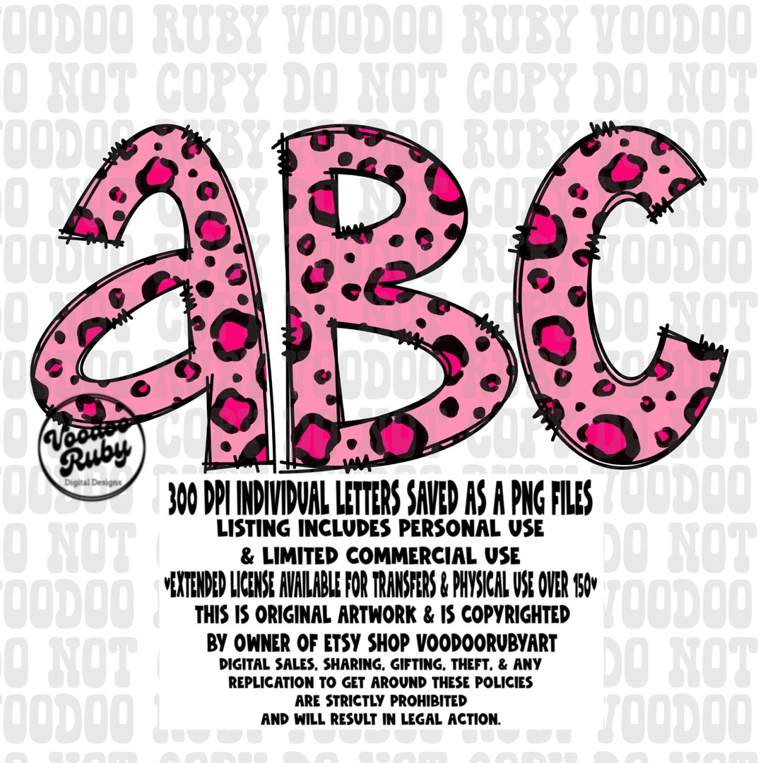 Pink Leopard Print Doodle Alphabet: PNG Letter Designs (digital ...