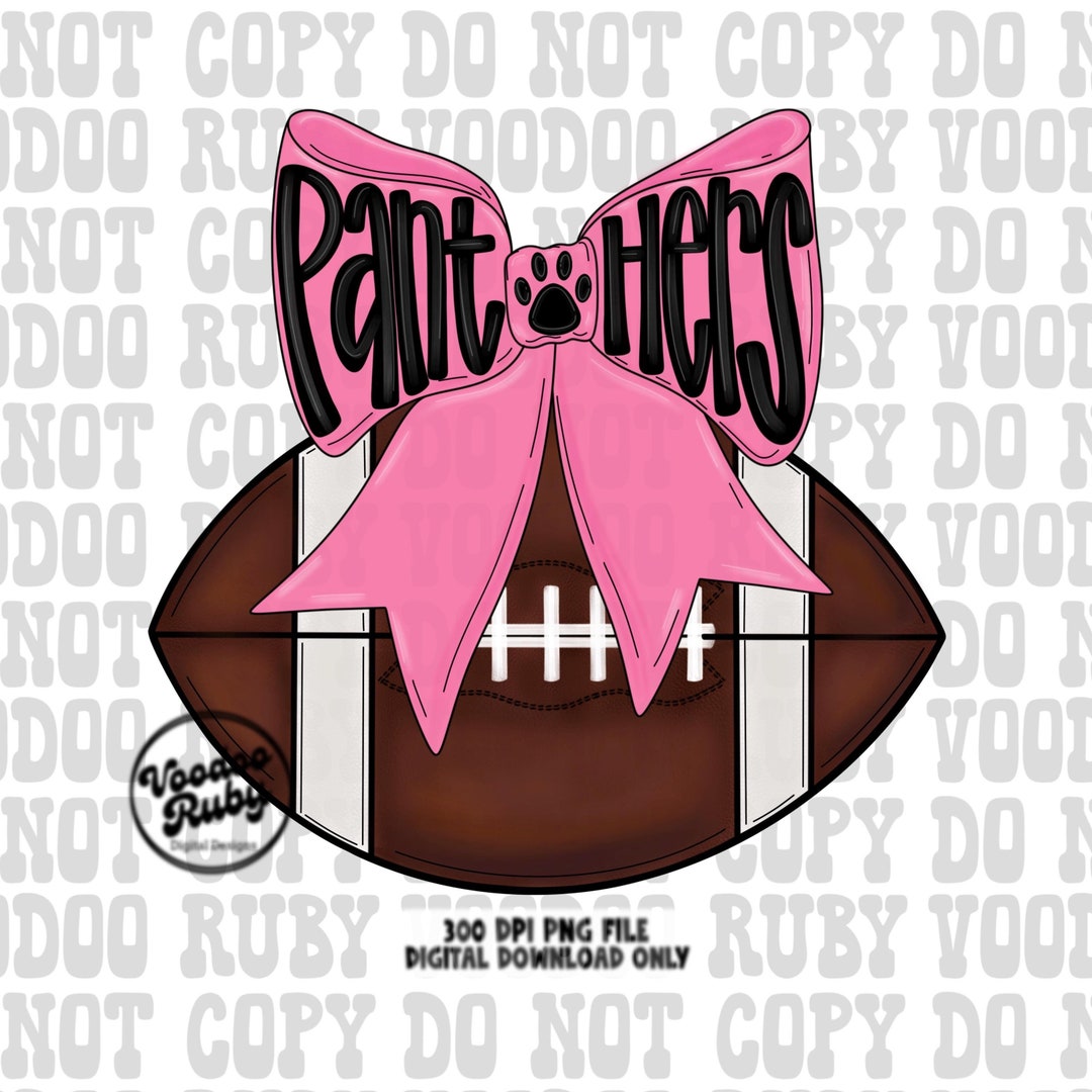 Pink Panthers Football PNG: Mascot Pink Bow Design (digital Download ...