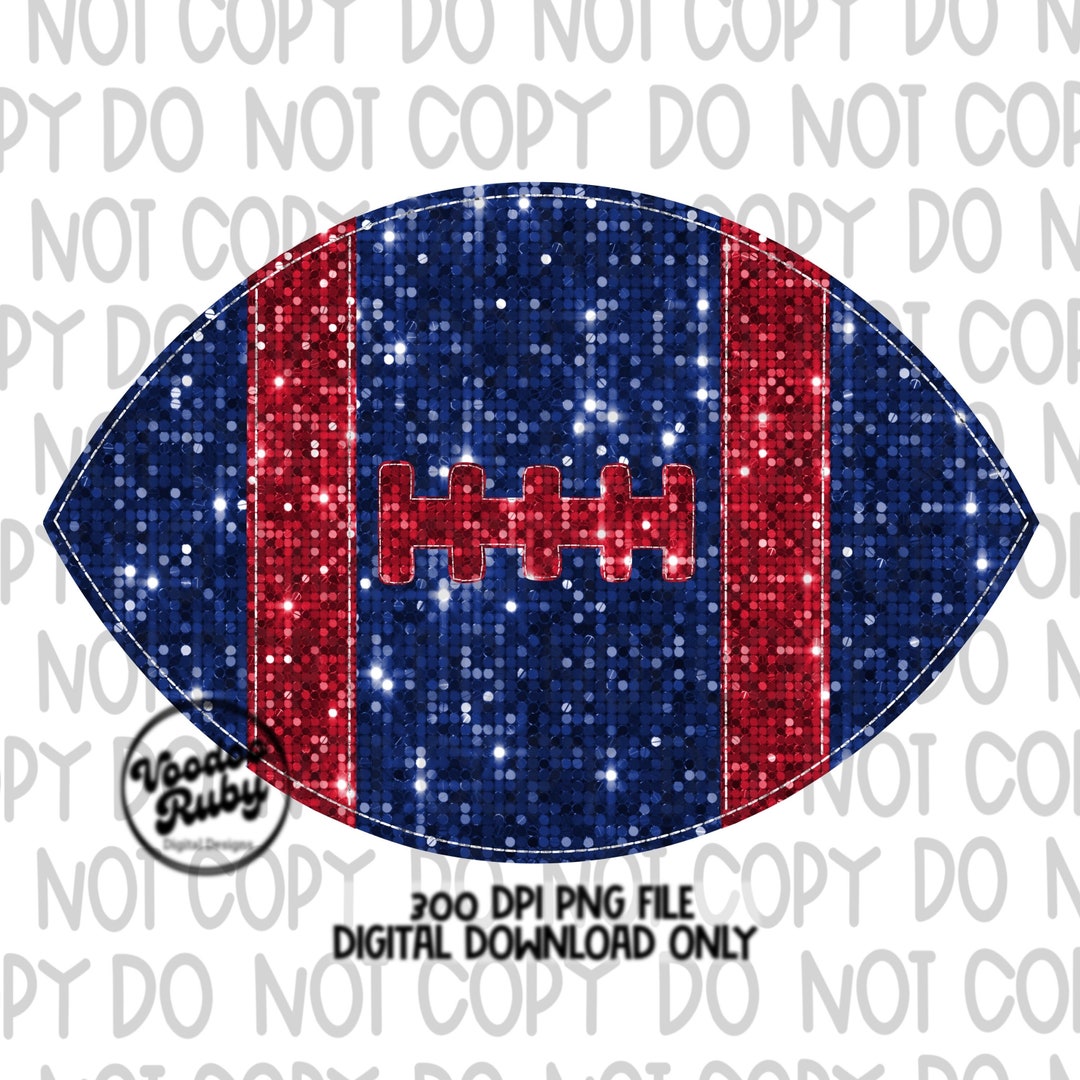 Red Blue Sequin Football PNG Design Sublimation Glitter Hand Drawn ...