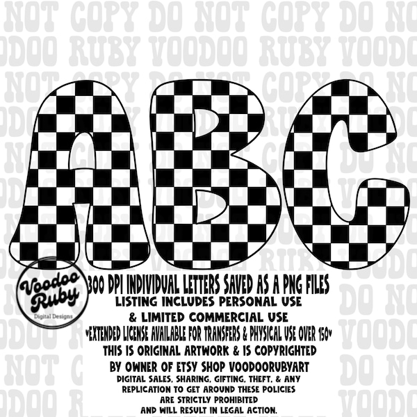 Checkered Alphabet Png Bundle - Etsy
