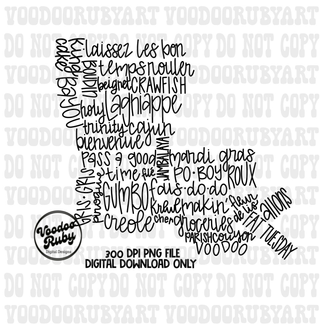 Louisiana Cajun Words PNG: Mardi Gras Crawfish Design (digital Download ...