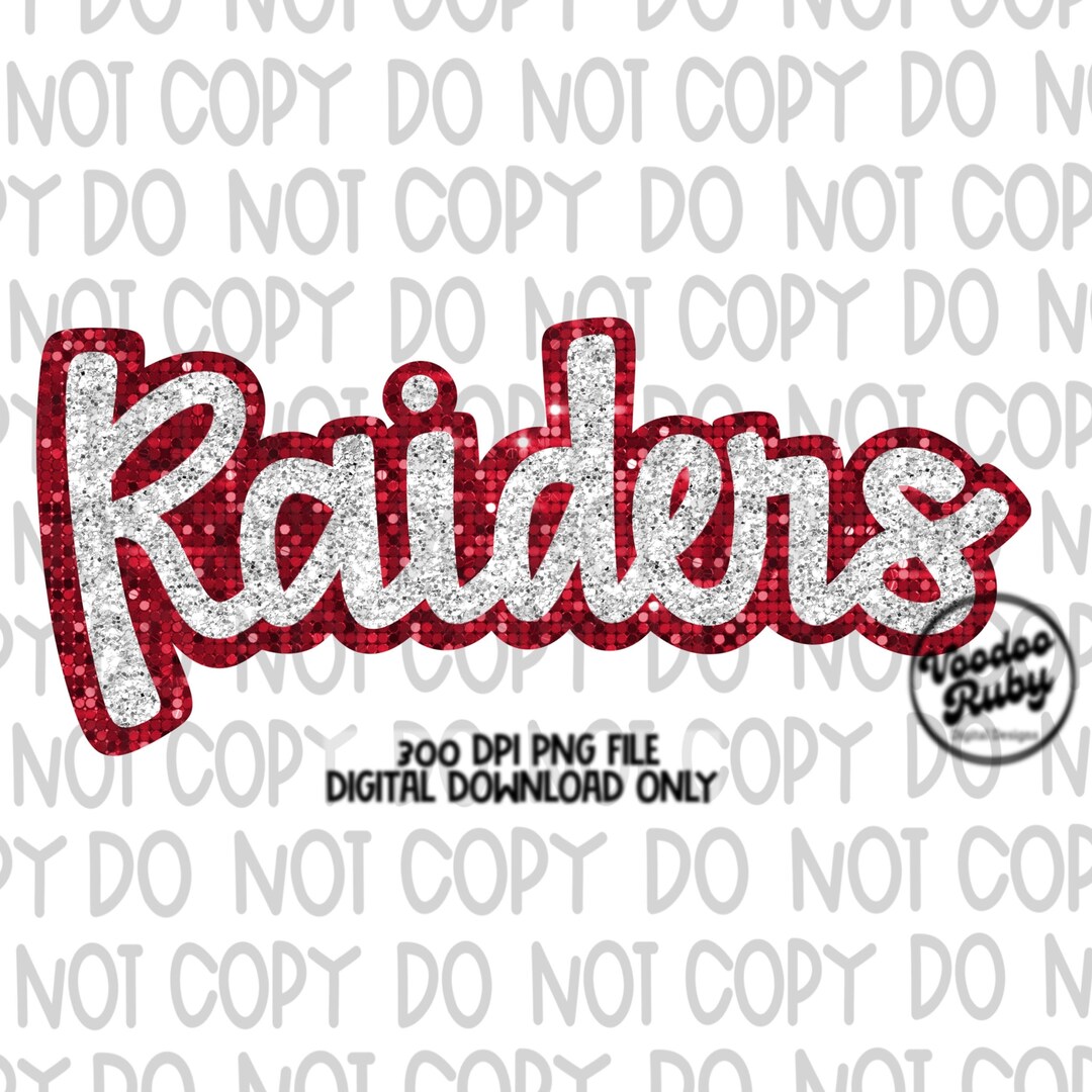 Raiders PNG Design Sequins Glitter Hand Drawn Digital Download Faux Sequins Patch PNG Printable ...