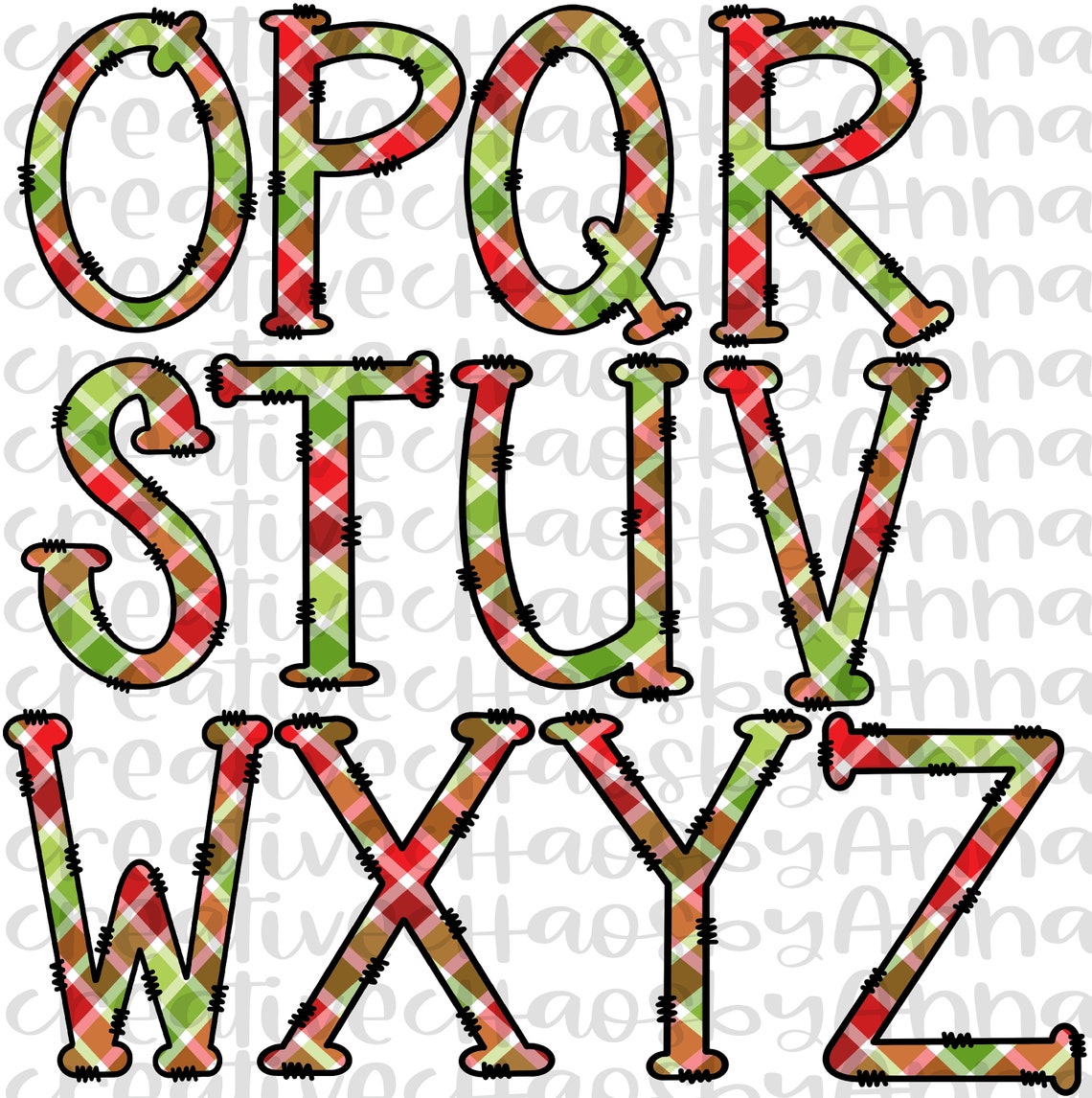 Christmas Sublimation Alphabet PNG Bundle Plaid PNG | Etsy