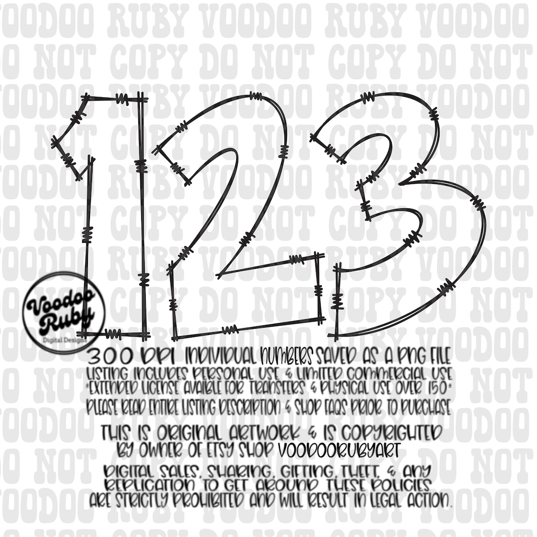 Doodle Numbers PNG Bundle: Hand-drawn Digital Download - Etsy