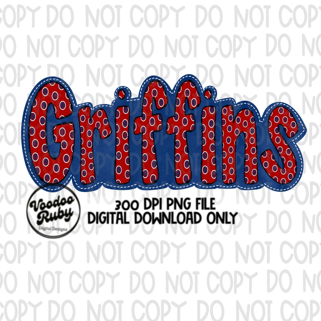 Griffins PNG: Hand Drawn Faux Applique, Football Mascot (digital Download) - Etsy