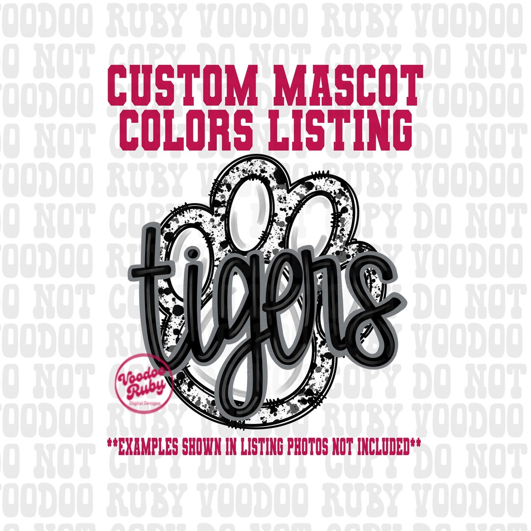Custom Tigers Mascot PNG Design, Sublimation Hand Drawn Digital ...