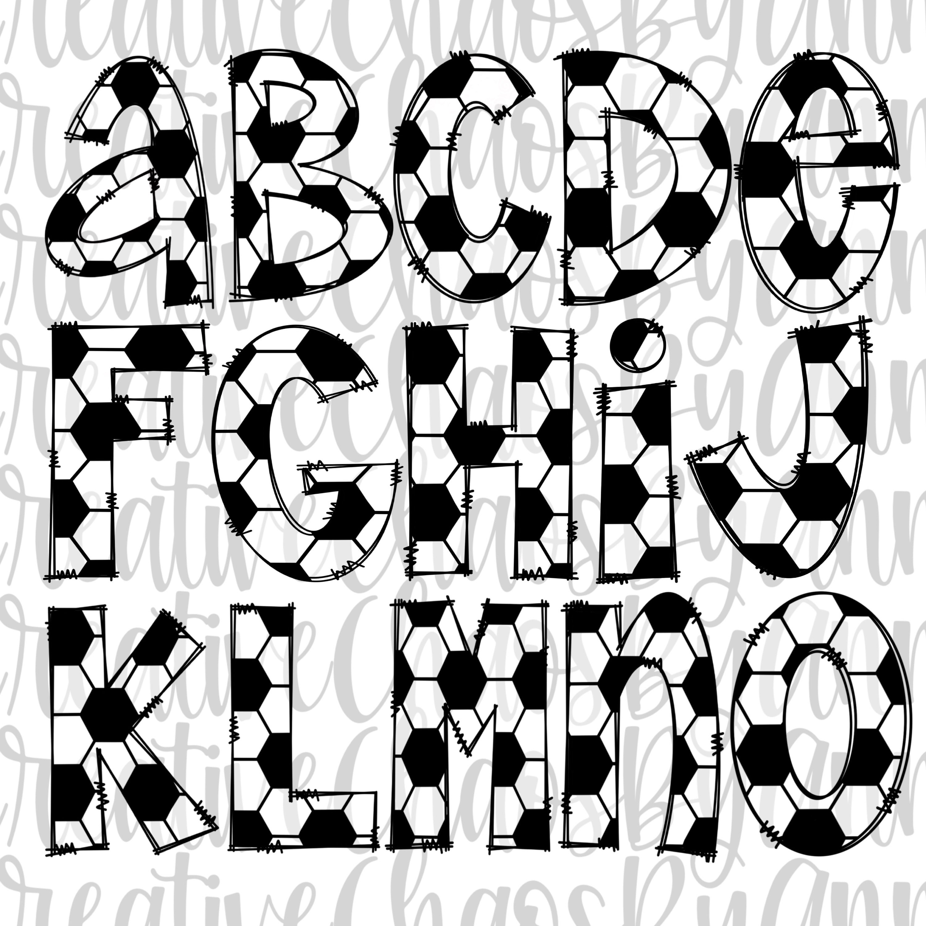 Soccer Doodle Letters Alphabet Bundle PNG Hand Drawn - Etsy UK