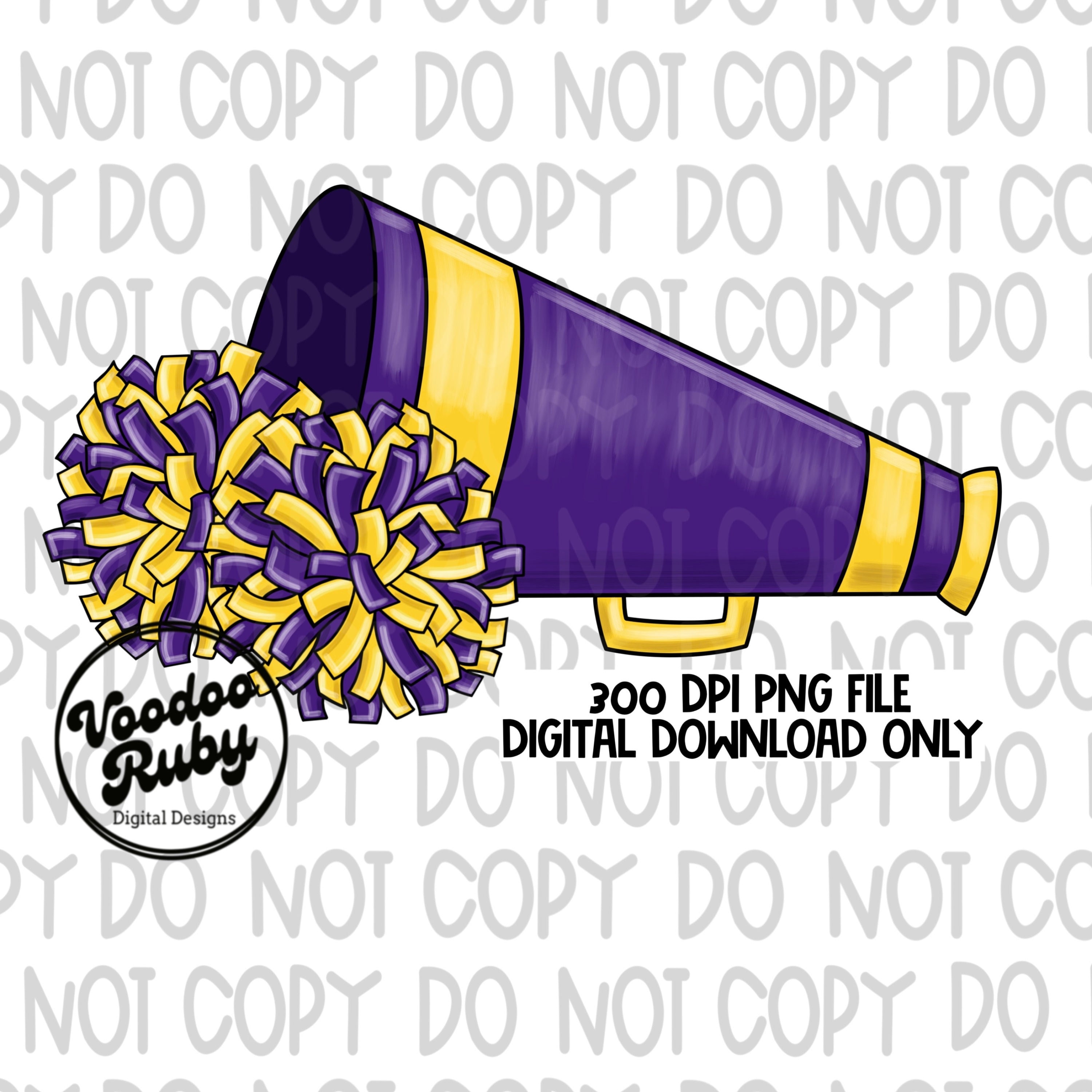 Purple Gold Cheerleader PNG: Megaphone & Pom Poms (digital Download) - Etsy
