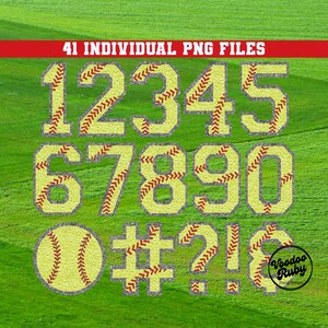 Softball Alphabet & Numbers PNG Bundle: Faux Chenille Letters, Sports ...