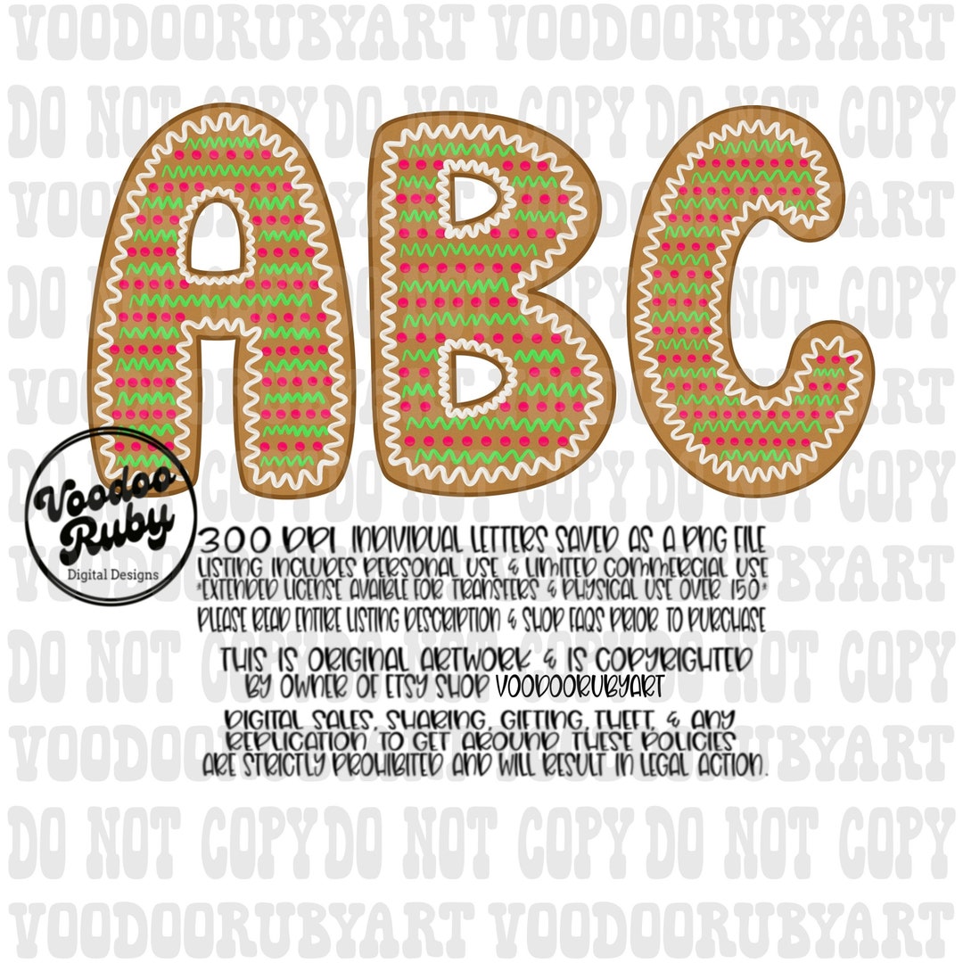 Pink Christmas Gingerbread Alphabet PNG Design Bundle, Sublimation Hand ...