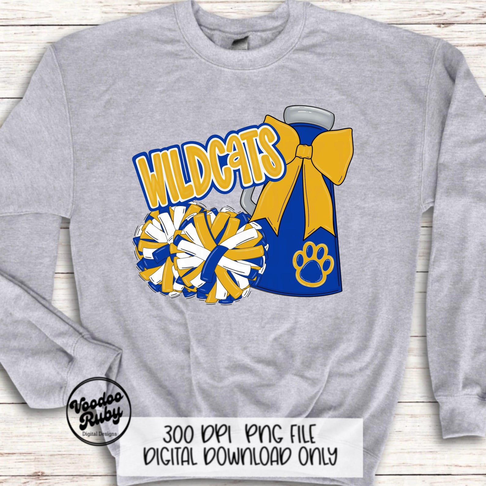 Wildcats Cheer PNG: Blue, Yellow & Gold Mascot (digital Download) - Etsy