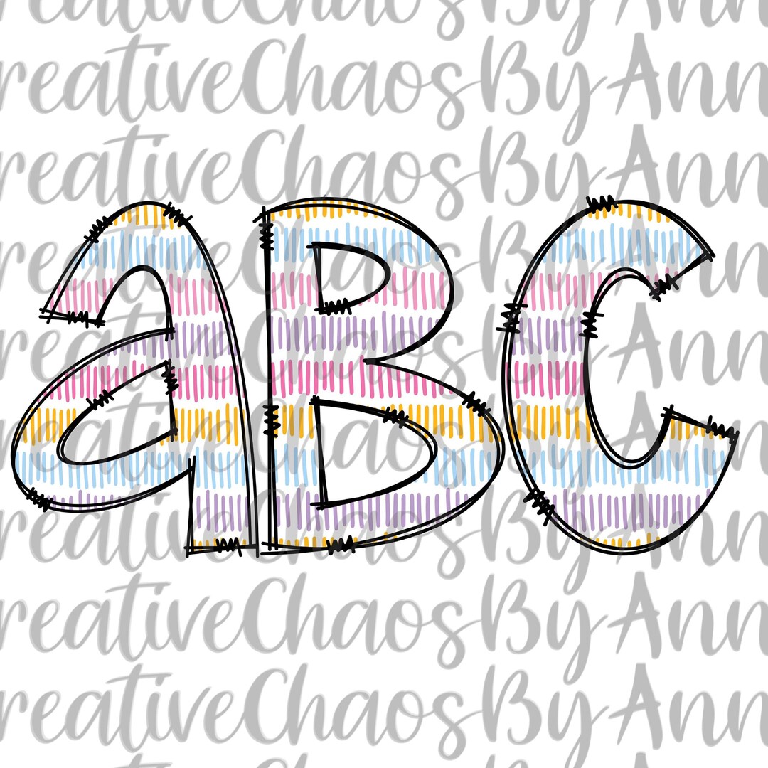 Colorful Doodle Letters Sublimation Alphabet | PNG Doodle Letters ...