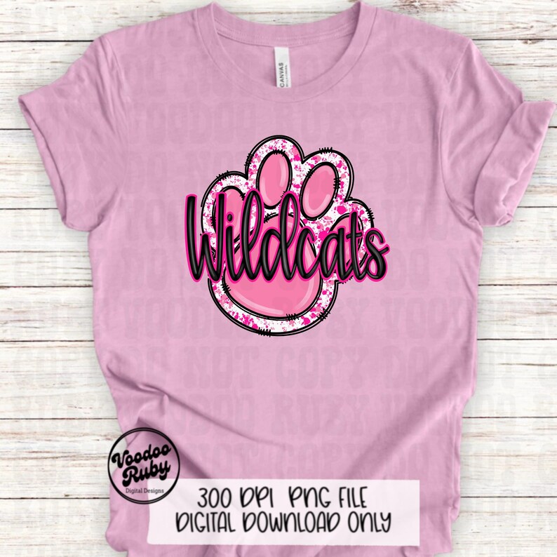 Pink Wildcats Paw PNG: Football Mascot Sublimation (digital Download ...