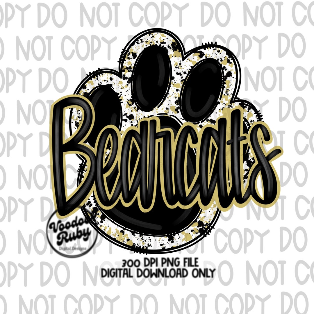 Bearcats Football Paw Print PNG: Black and Gold Design (digital ...