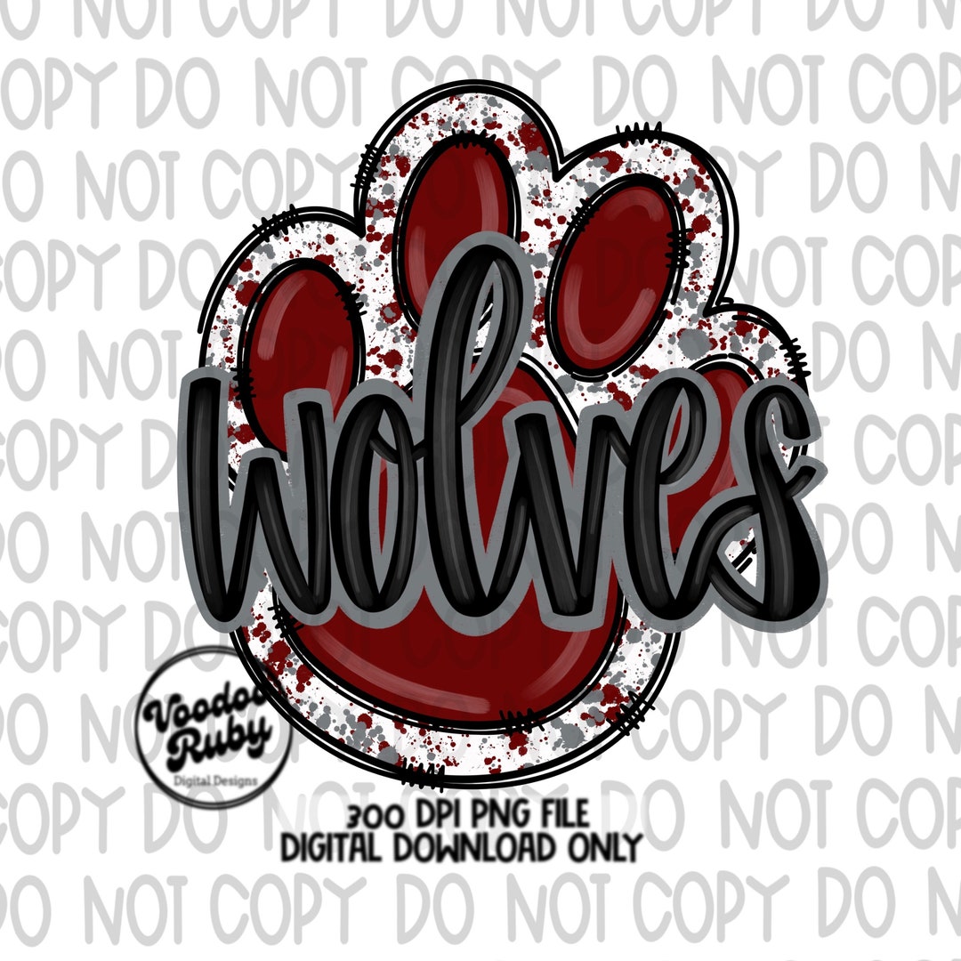Wolves PNG Design Hand Drawn Digital Download Football PNG Paw Print ...