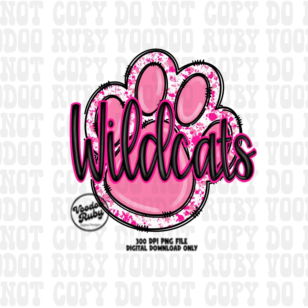 Pink Wildcats Paw PNG: Football Mascot Sublimation (digital Download ...