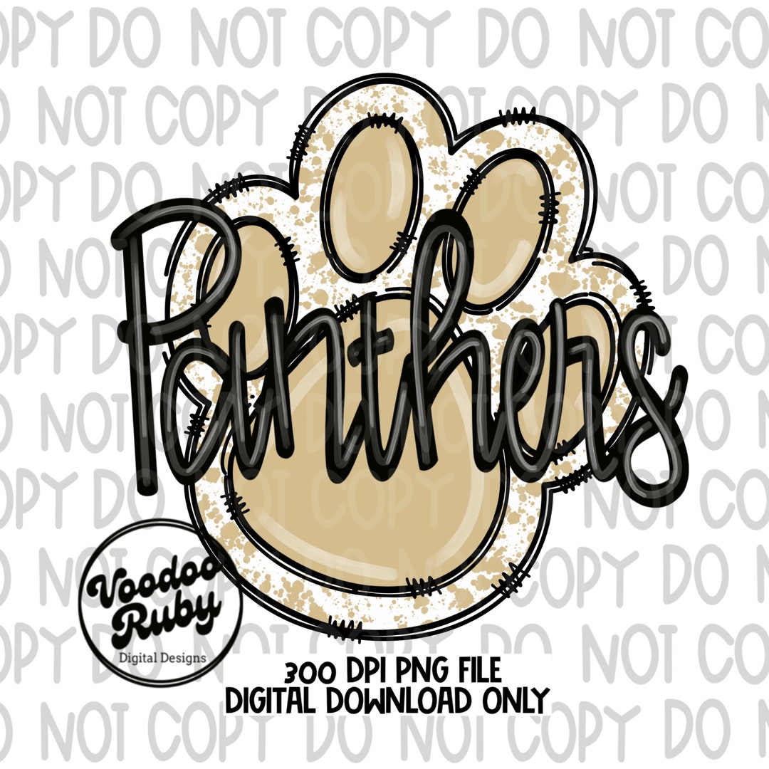 Panthers PNG Design Gold Hand Drawn Digital Download Sublimation ...
