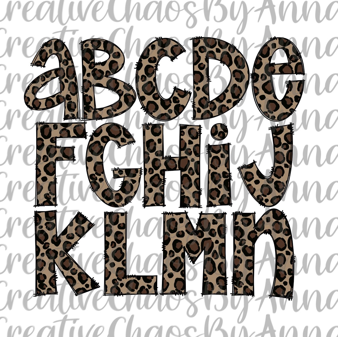 Leopard Doodle Letters Alphabet PNG Doodle Letters Design - Etsy