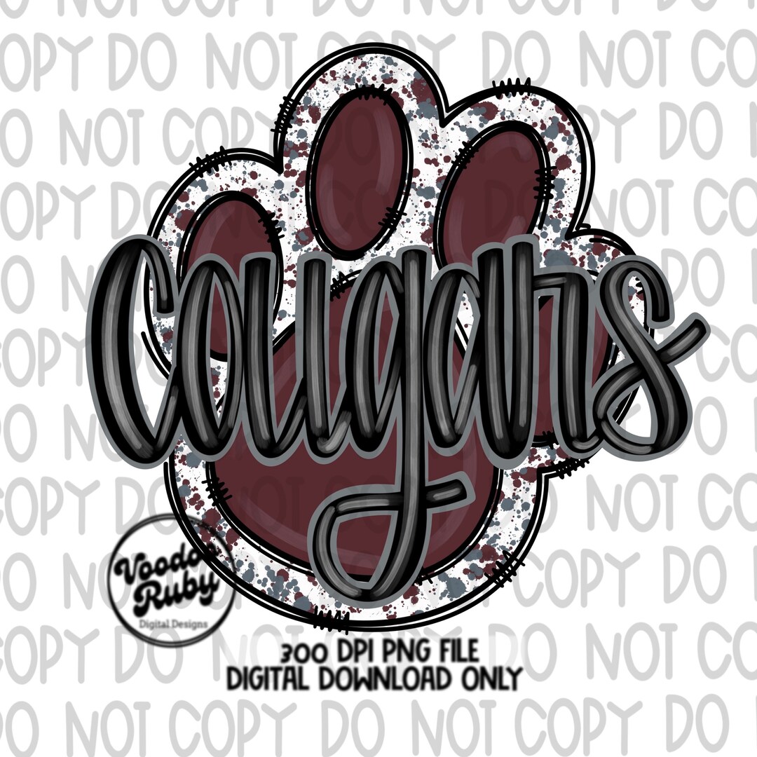 Cougars PNG Design Maroon Hand Drawn Digital Download Football PNG Paw ...