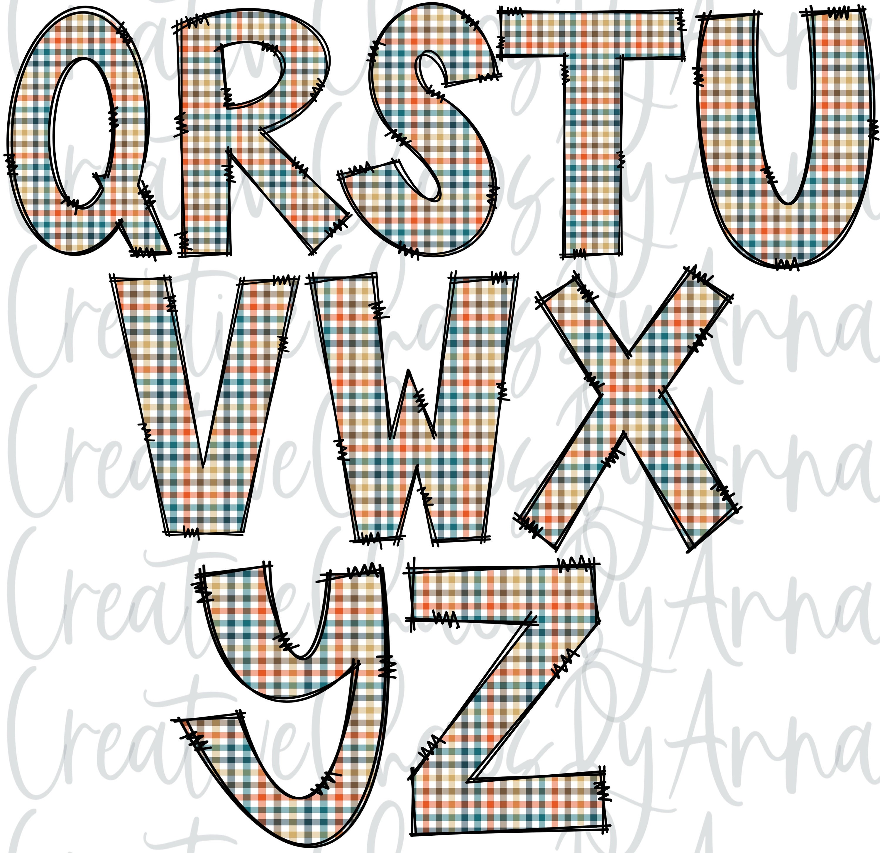 Thanksgiving Sublimation Fall Alphabet PNG Bundle Plaid - Etsy