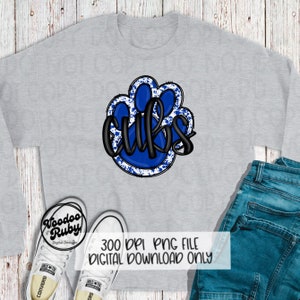 Cubs PNG Design Sublimation Hand Drawn Digital Download Football PNG ...