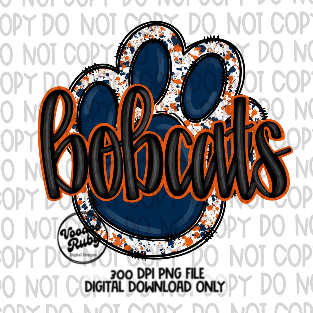 Bobcats PNG Design Blue Orange Bobcats Hand Drawn Digital Download ...