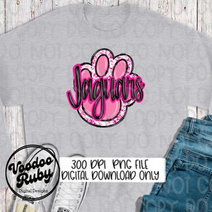 Pink Jaguars PNG Design Hand Drawn Digital Download Sublimation Pink ...